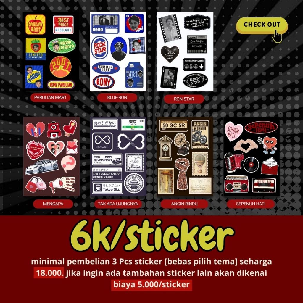 Jual [ 3 PCS RANDOM ] Sticker Kiss Cut Vinyl Rony Parulian | Indonesia ...