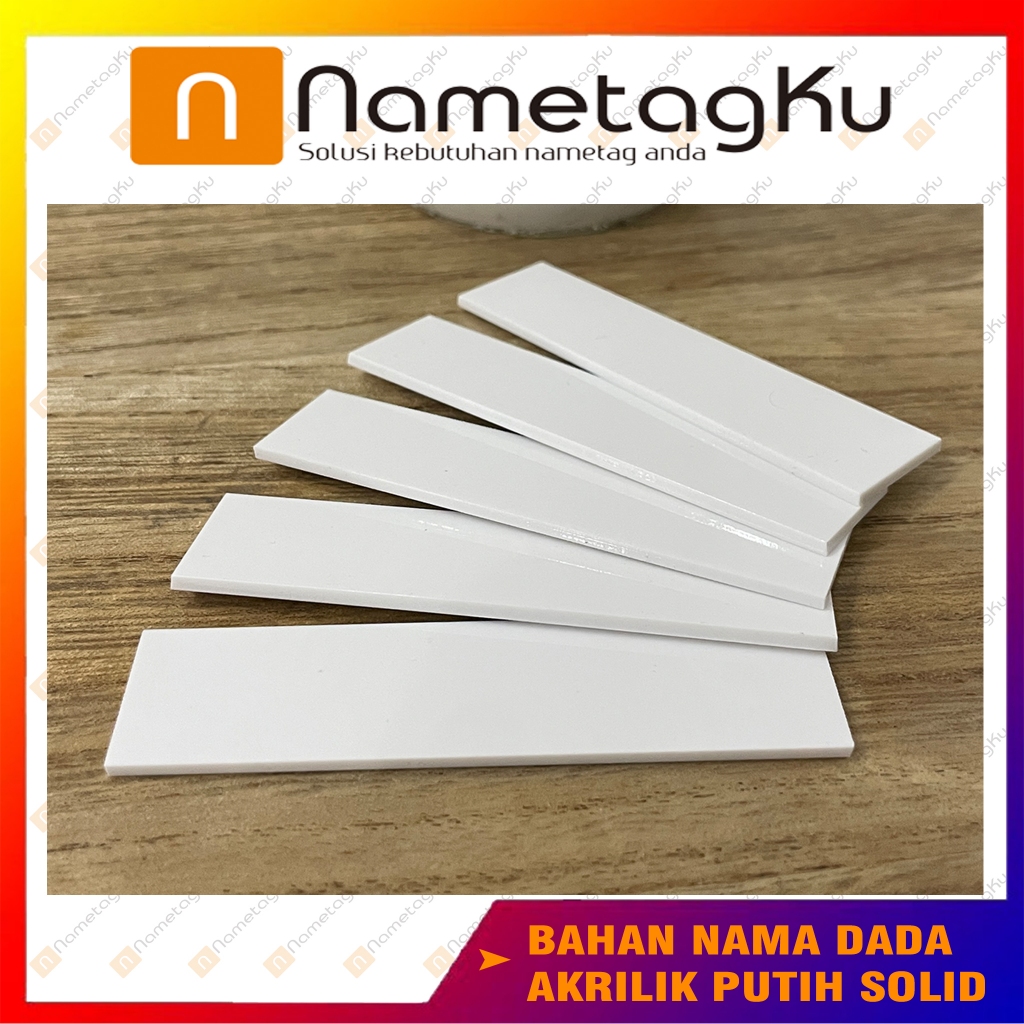 Jual Bahan Nama Dada Akrilik warna Putih Solid 2x8 cm | Shopee Indonesia