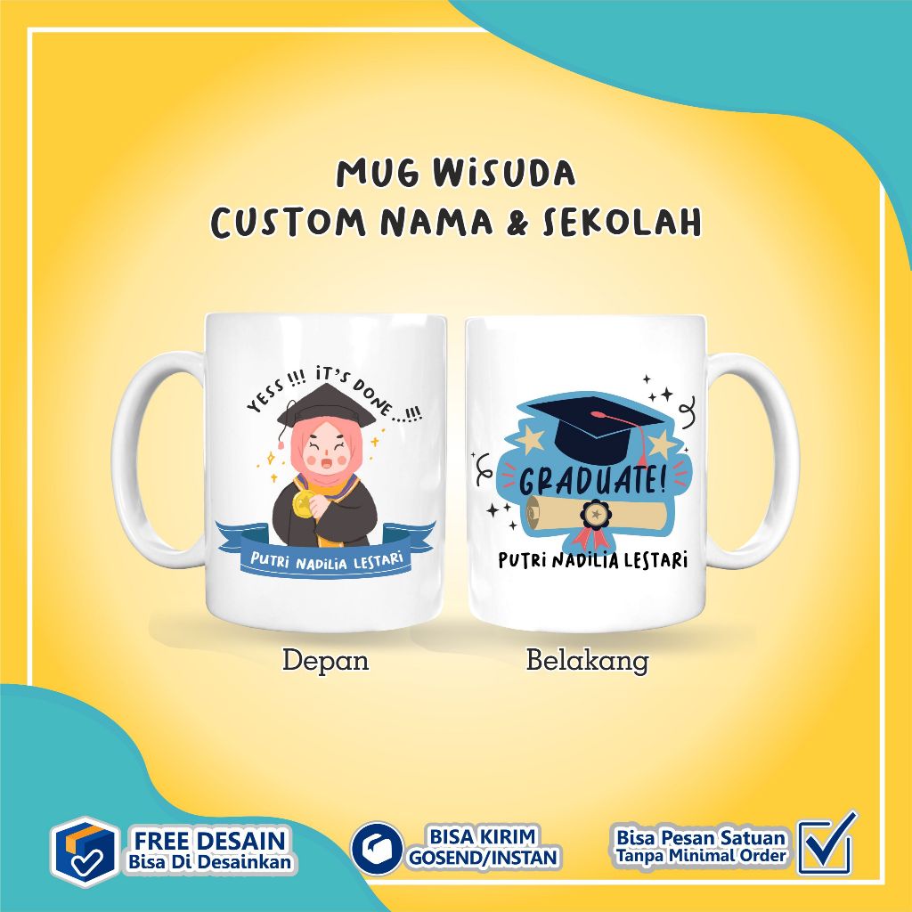 Jual [1 Hari Jadi] Mug Wisuda Custom Souvenir Mug Digital Murah ...