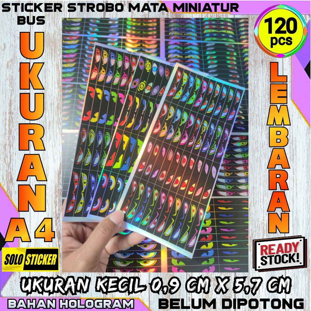 Jual Stiker Strobo Mata Miniatur Bus Isi 30pc Bahan Hologram Anti Air ...