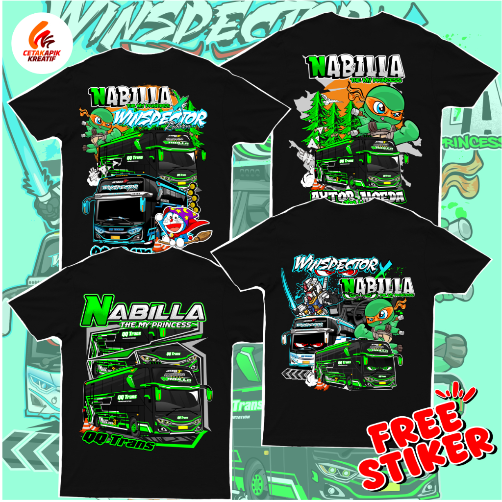 Jual (free sticker+ganci)KAOS BUS QQ TRANS NABILLA X WINSPECTOR STROBO ...