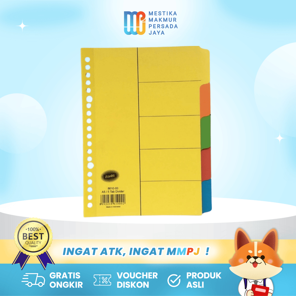 Jual Bantex Divider / Pembatas Kertas Binder A5 - 5 Lembar 861000 ...