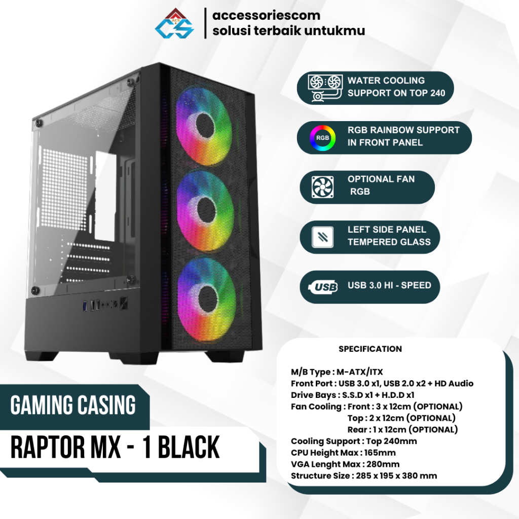 Jual Gaming Casing Raptor MX-1 - M-Atx USB 3.0 | Shopee Indonesia