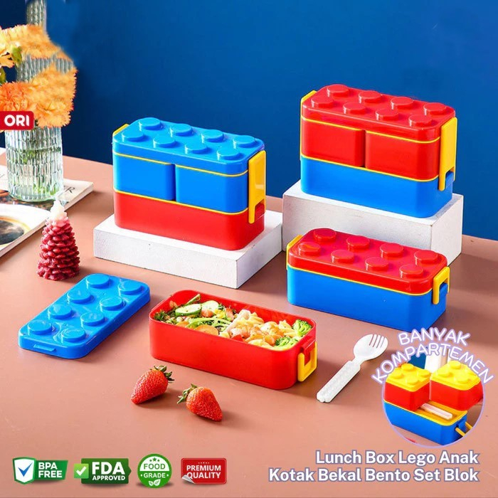Jual Lunch Box Lego Anak DIY - Kotak Bekal Bento Set Blok Bangunan ...