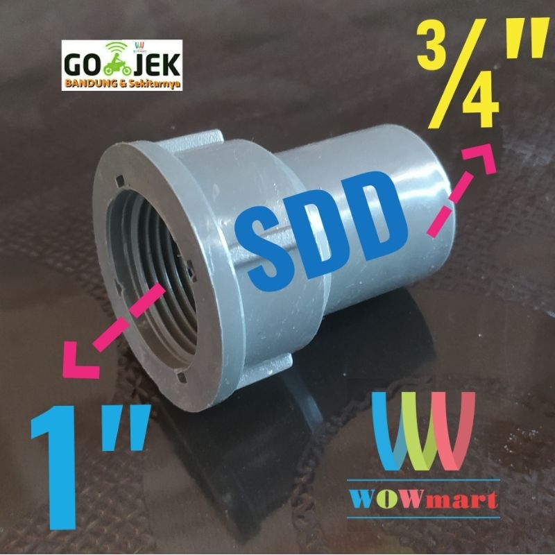 Jual Soket Drat Dalam SDD 1" x 3/4" PVC Sambungan Pipa u/ APC SHIMIZU ...