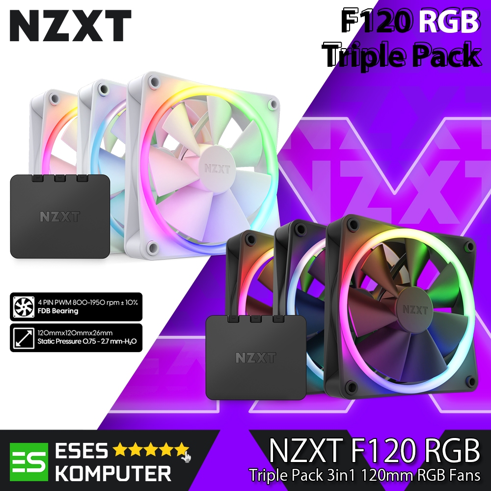 Jual Fan NZXT F120 RGB Triple Pack 3in1 PWM with RGB Controller 12cm ...