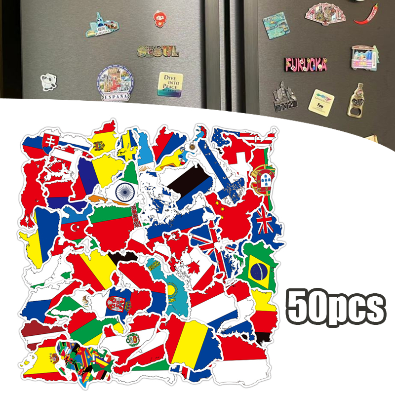 Jual Sticker Pack World Travel Country Sticker Flag Sticker Luggage ...