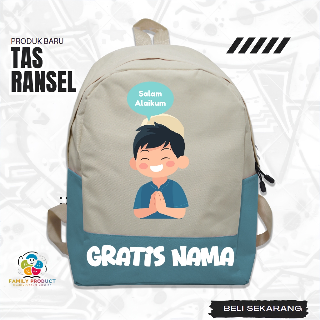 Jual Tas Ransel Backpack Anak Motif assalamualaikum laki laki- Tas backpack Sekolah Anak SD TK ...