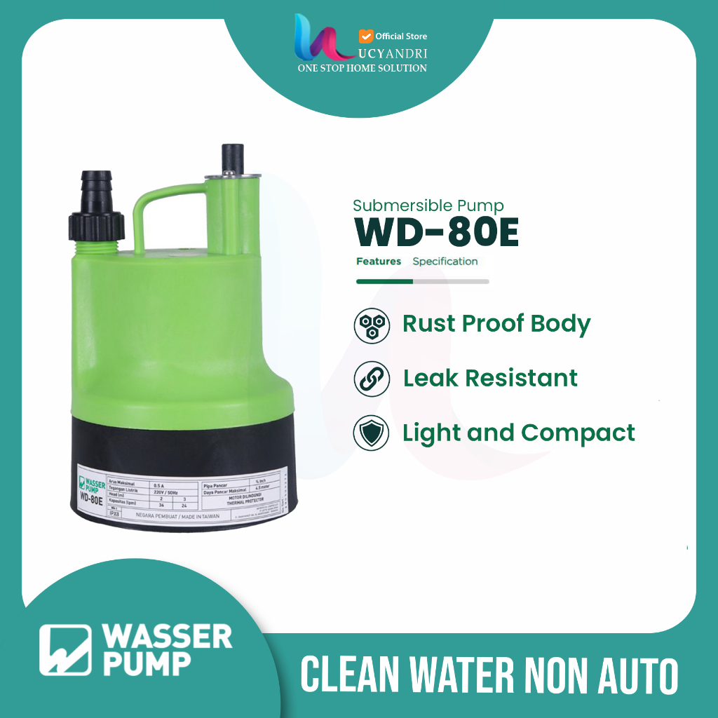 Jual WASSER Submersible Pump WD 80 E Pompa Celup Kolam Pompa Air ...