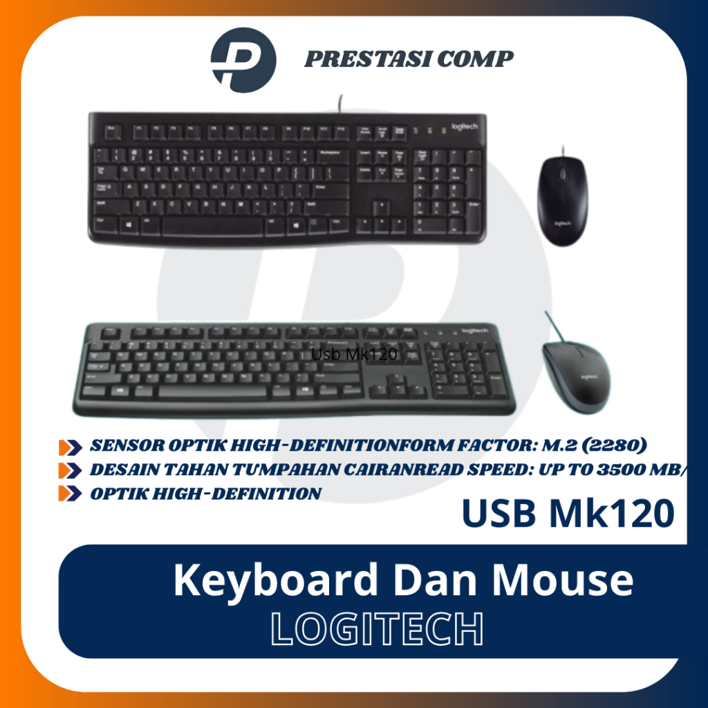 Jual Logitech Paket Keyboard Dan Mouse Usb Mk120 Garansi Resmi Putih Sensor Optik High ...
