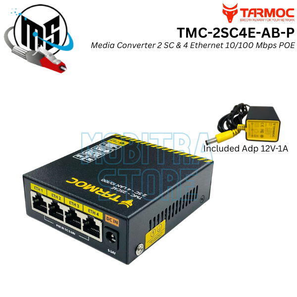 Jual Tarmoc TMC-2SC4E-AB-P | Media Converter Switch 2SC 4LAN / 2 SC 4 LAN 10/100Mbps POE IN 5-24 ...