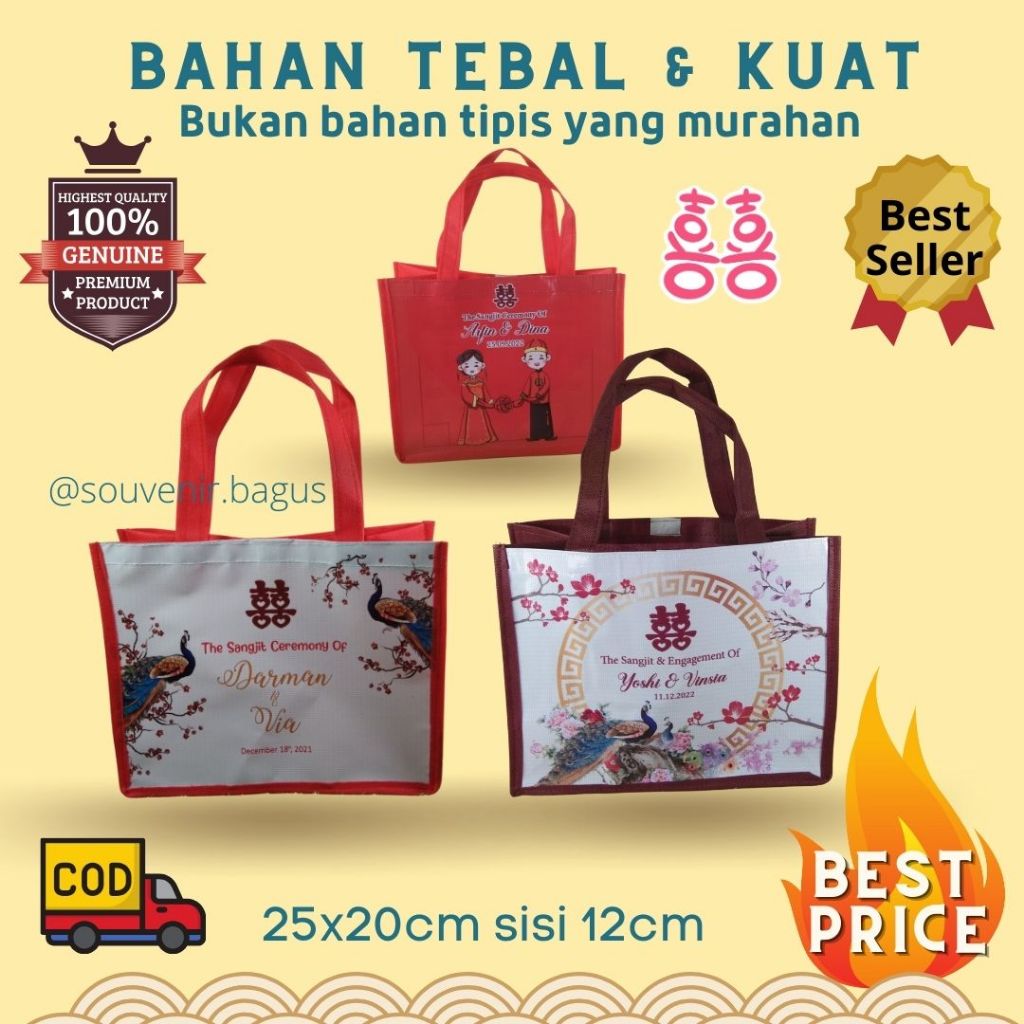 Jual Tas Souvenir Sangjit Custom Goodie Bag Lamaran Engagement Tea Pai ...