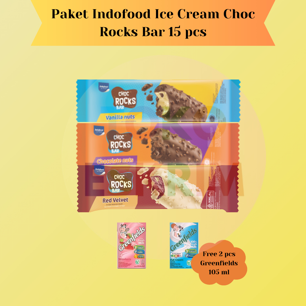 Jual Ice Cream Indofood Choc Rocks Bar 15 pcs | Shopee Indonesia