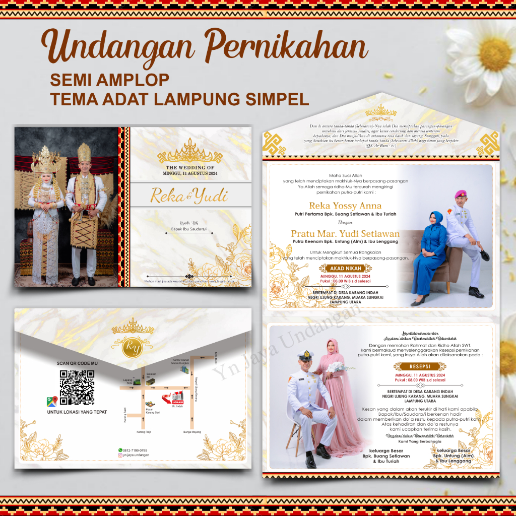 Jual UNDANGAN PERNIKAHAN TEMA ADAT LAMPUNG SIMPEL BENTUK SEMI AMPLOP ...
