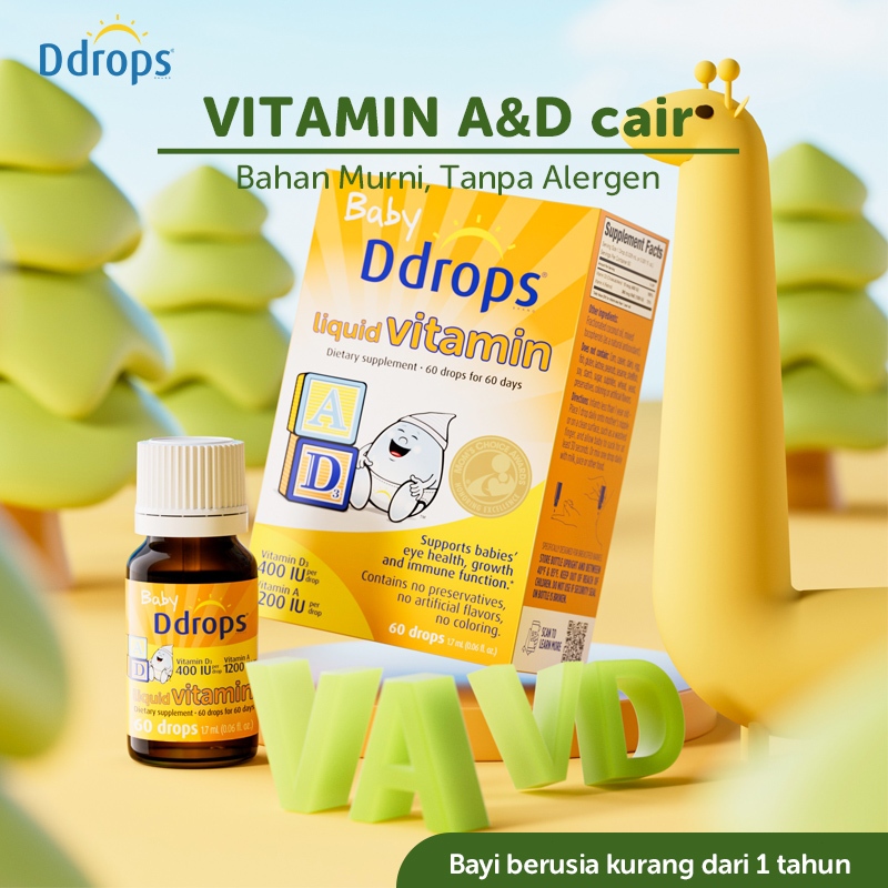 Jual Baby Ddrops Vitamin D3 400IU & A 1200IU – 60 Tetes (1.7ml ...