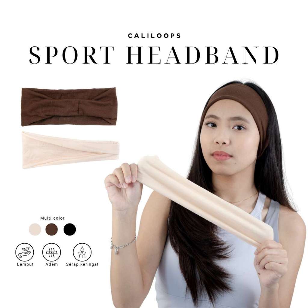 Jual Caliloops Bando Bandana Sport Olahraga Kain Wanita Headband Gym ...