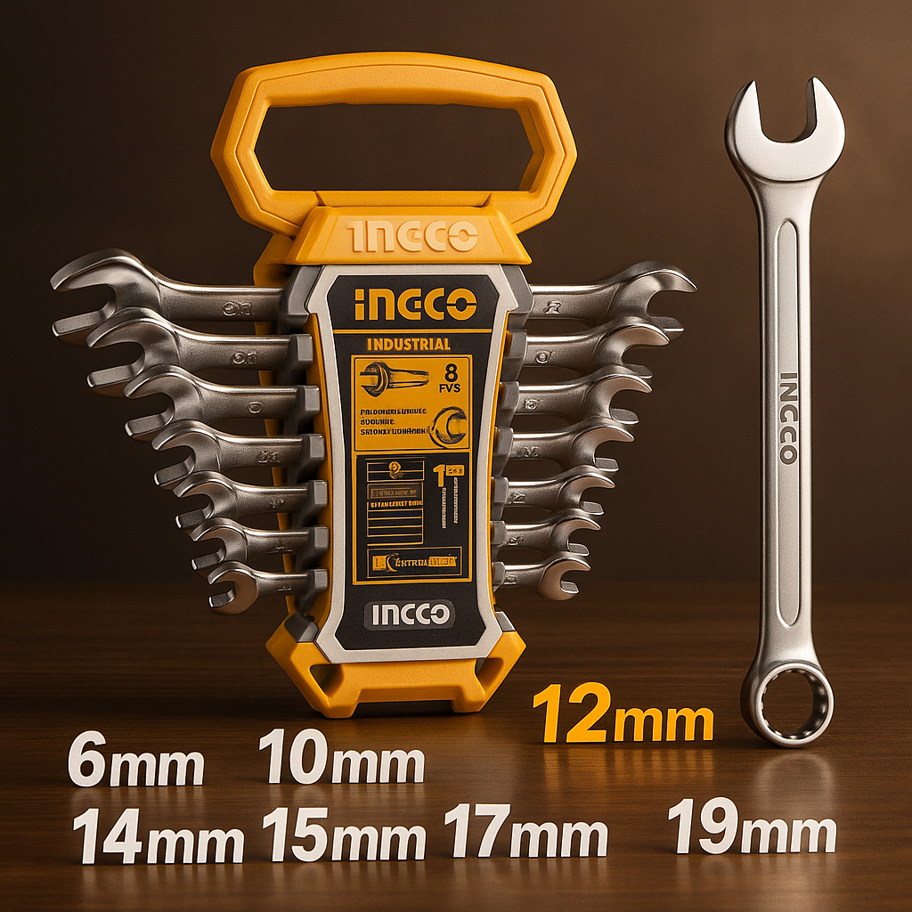Jual INGCO Industrial Kunci Kombinasi Ring Wrench Pas Set 8 Pcs ...