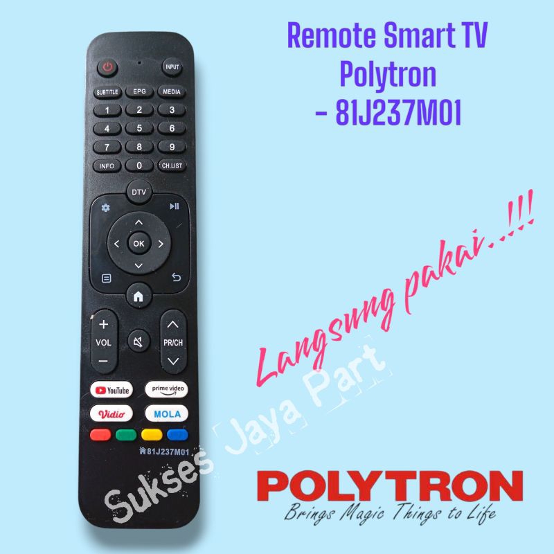 Jual Remote TV Polytron Smart TV Android Polytron 81J237M01 | Shopee ...