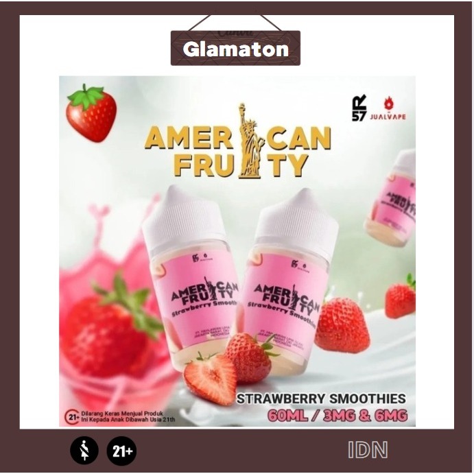 Jual LIQUID AMERICAN FRUITY STRAWBERRY SMOOTHIES 60ML FREEBASE BY ...