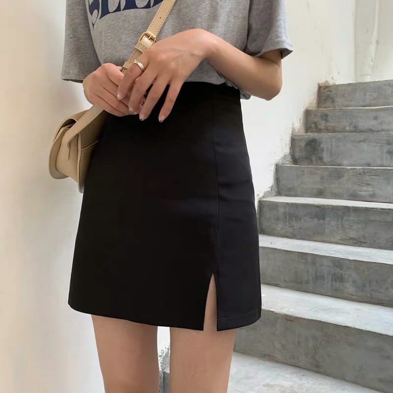 Jual Six Wolf A-Line Side Split Mini Skirt 1115 (S/M/L/XL) | Shopee ...