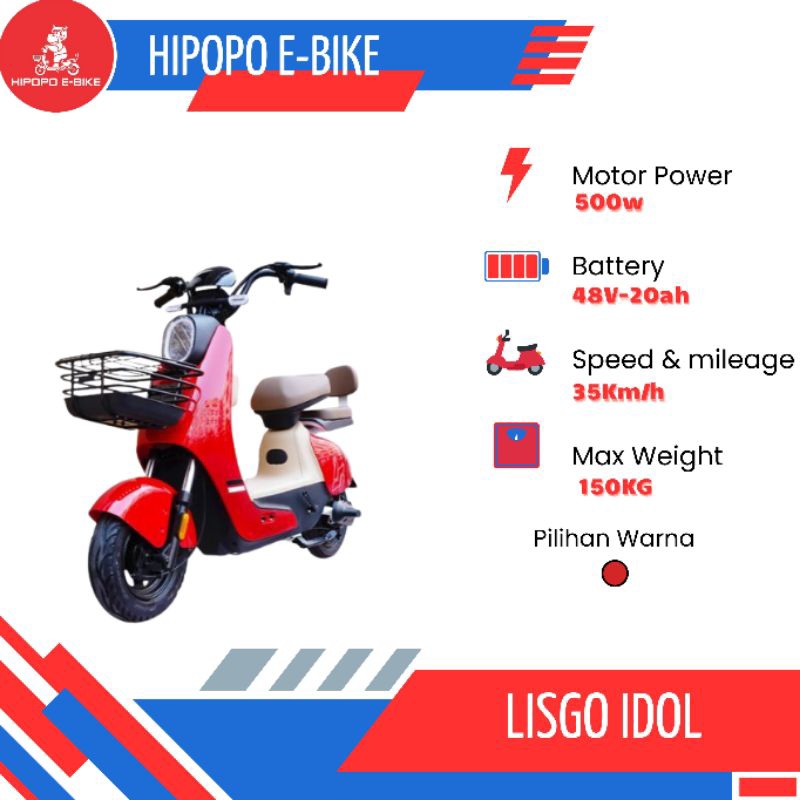 Jual Sepeda Listrik Lisgo Idol 500 Watt | Garansi Resmi | Shopee Indonesia
