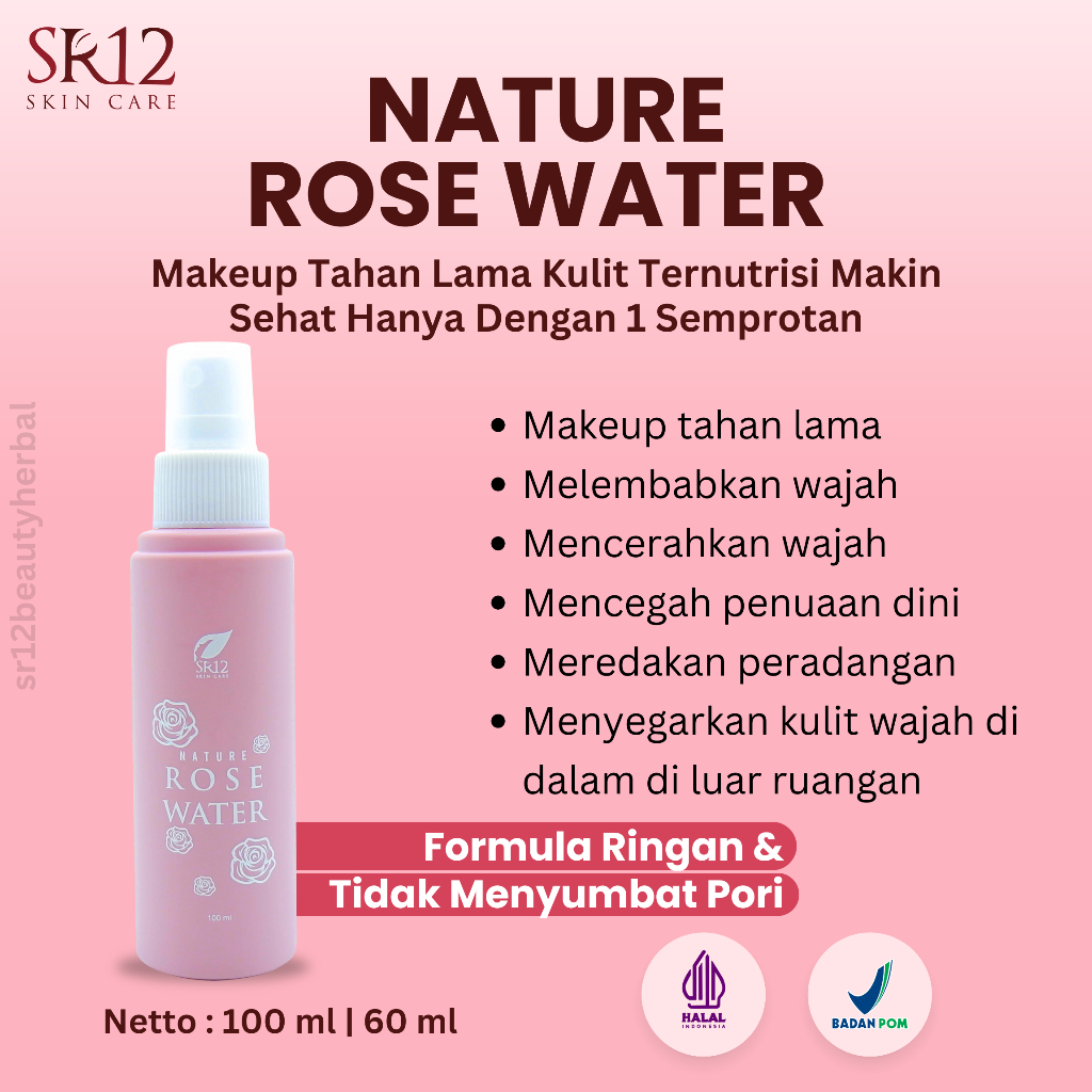 Jual SR12 Nature Rose Water Setting Spray Untuk Makeup Tahan Lama Semua ...