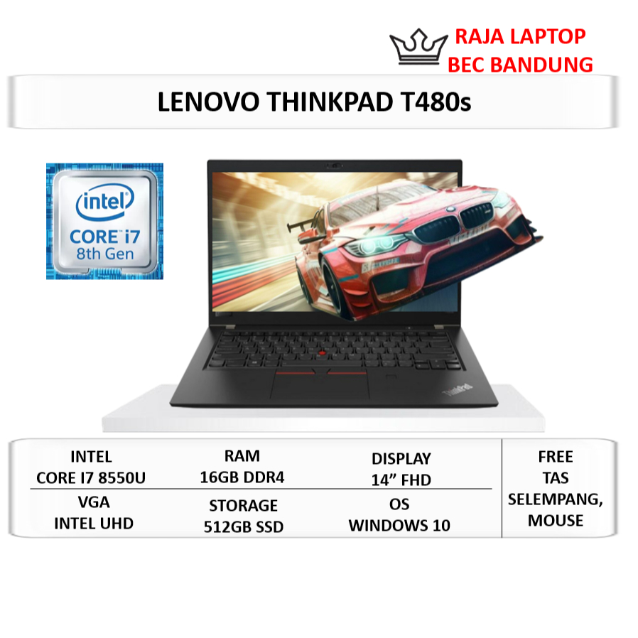 Jual Laptop LENOVO Thinkpad T480s Intel i7 Ram 16GB SSD 512GB 14 ...