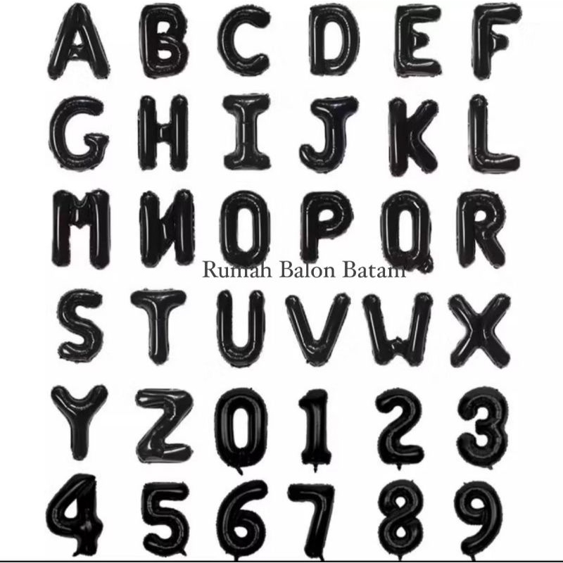 Jual Balon Foil Huruf/Angka Hitam 40cm | Shopee Indonesia