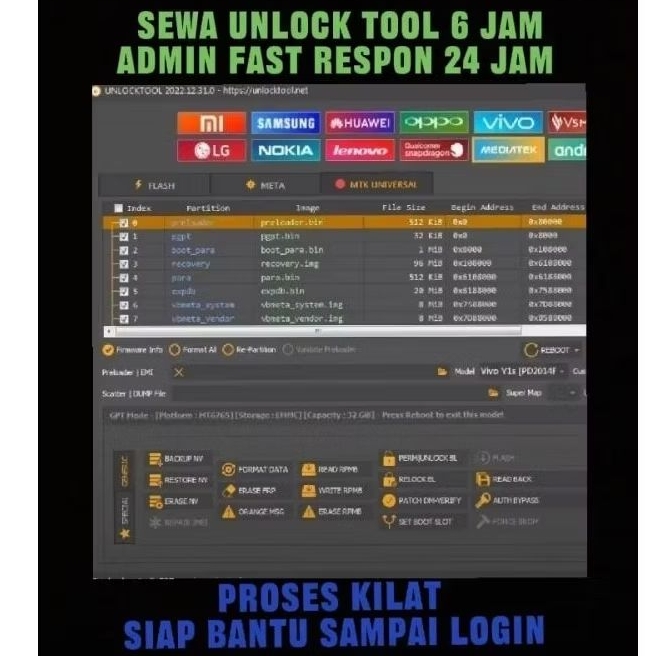 Jual Unlock tool sewa 6 jam admin fast respon | Shopee Indonesia