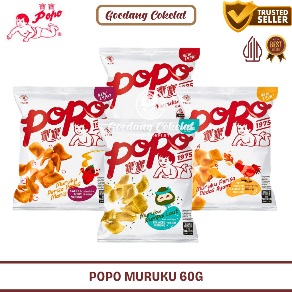 Jual POPO MURUKU Rasa Ikan Seaweed Spicy Chicken Sweet Spicy Otak-Ku ...