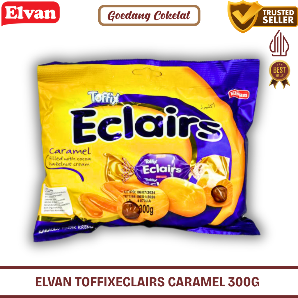Jual ELVAN TOFFIX ECLAIRS CARAMEL 300g Permen Coklat Caramel Filled With Cocoa Hazelnut Cream ...