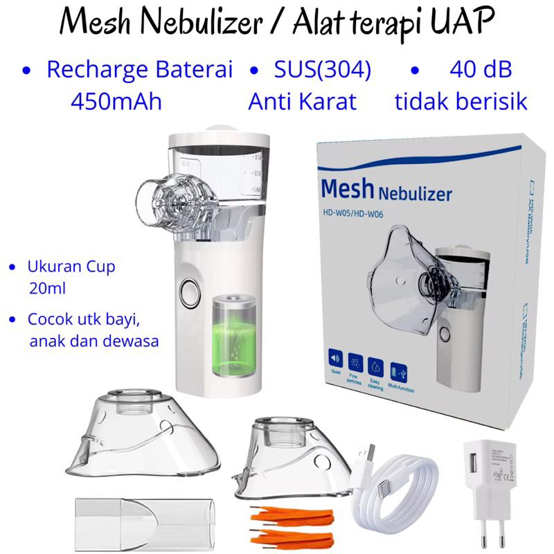 Jual NEBULIZER ALAT UAP BANTU PERNAPASAN Inhaler/ Mesh NEBU portabel ...