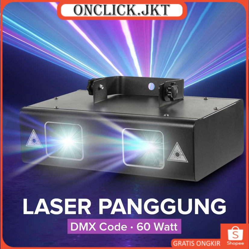 Jual Lampu Sorot Laser Panggung RGB 2 Head 60W Efek Visual Dinamis untuk Konser, Pesta, Acara ...