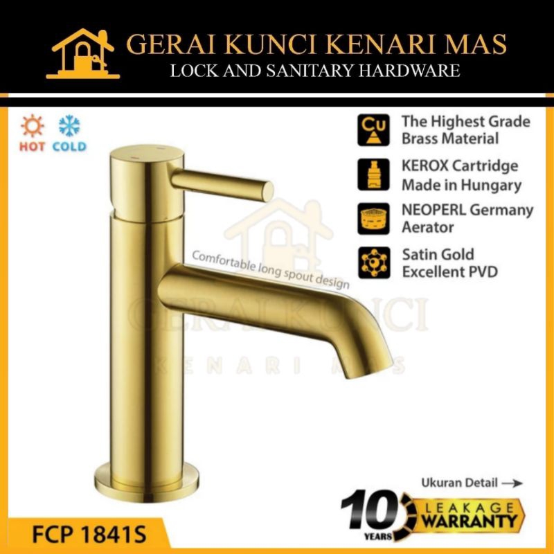 Jual PALOMA FCP 1841S Keran Wastafel Panas Dingin Kran Air Cuci Tangan Brass Kuningan Satin Gold ...