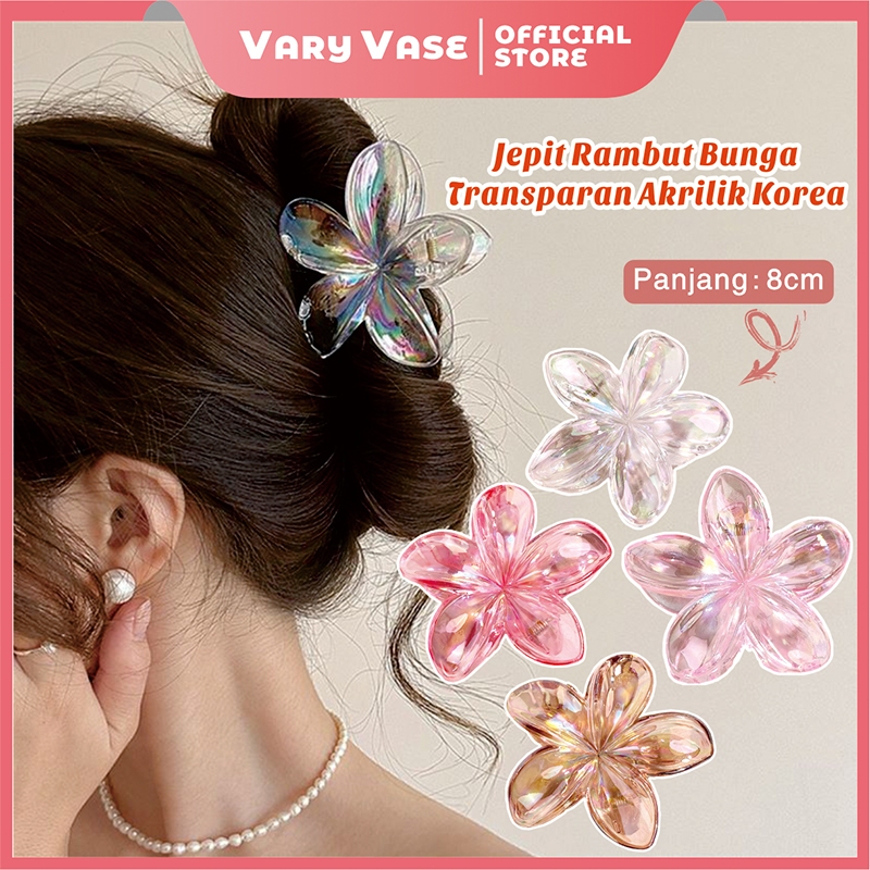 Jual Vary Vase Jepit Rambut Wanita 8CM Dazzle Transparan Motif Bunga Kamboja Bahan Akrilik Gaya ...