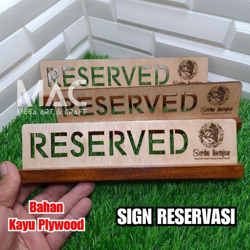 Jual Sign Reservasi Kayu / Standing Signage Reserved Penanda Cafe Resto ...