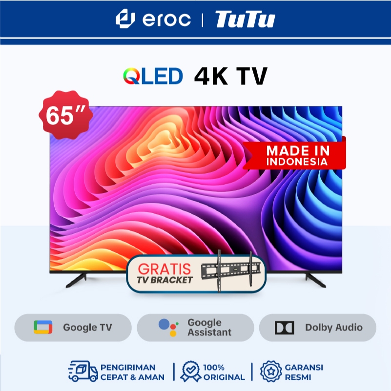 Jual TUTU Google TV - QLED 4K Smart TV 65 inch - Dolby Audio - Google Assistant - IDTT65G01 ...