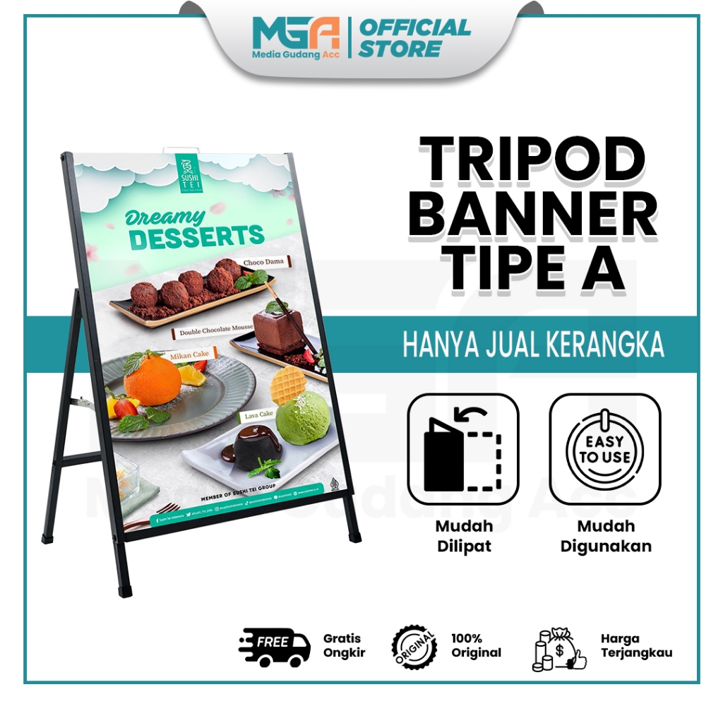 Jual Tripod Banner Type A 1 Sisi / Stand Banner Lipat Depan Toko ...