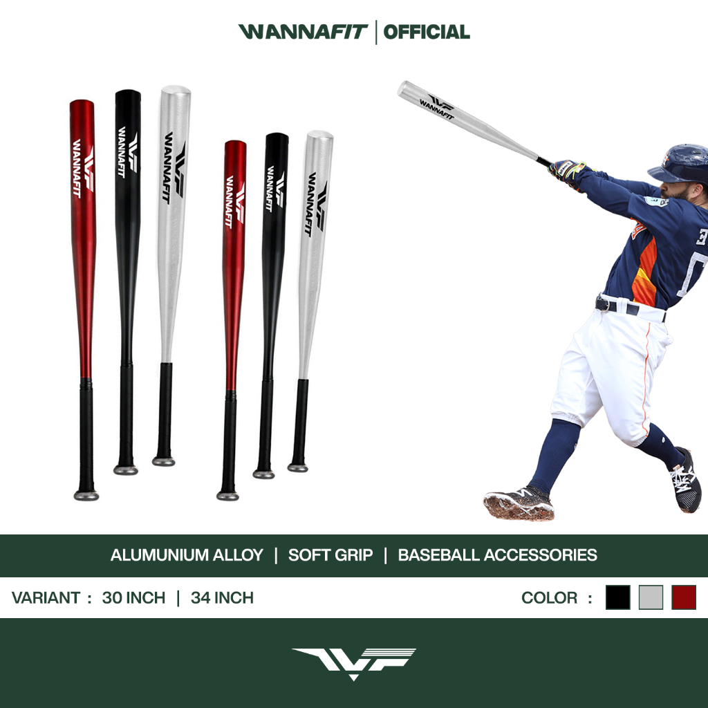 Jual WANNAFIT Baseball Bat 30 Inch & 34 Inch / 76cm & 86cm | Alat ...