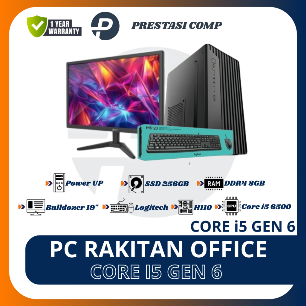 Jual PC Rakitan Core i5 Gen 6 RAM 8GB SSD 256GB Monitor Bulldozer 19 Inch Mainboard H110 ...