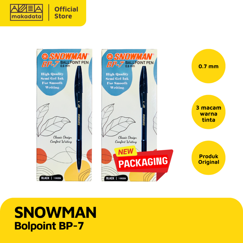 Jual BOLPEN / PULPEN SNOWMAN BP-7 0.7 (1 PACK) MURAH | Shopee Indonesia