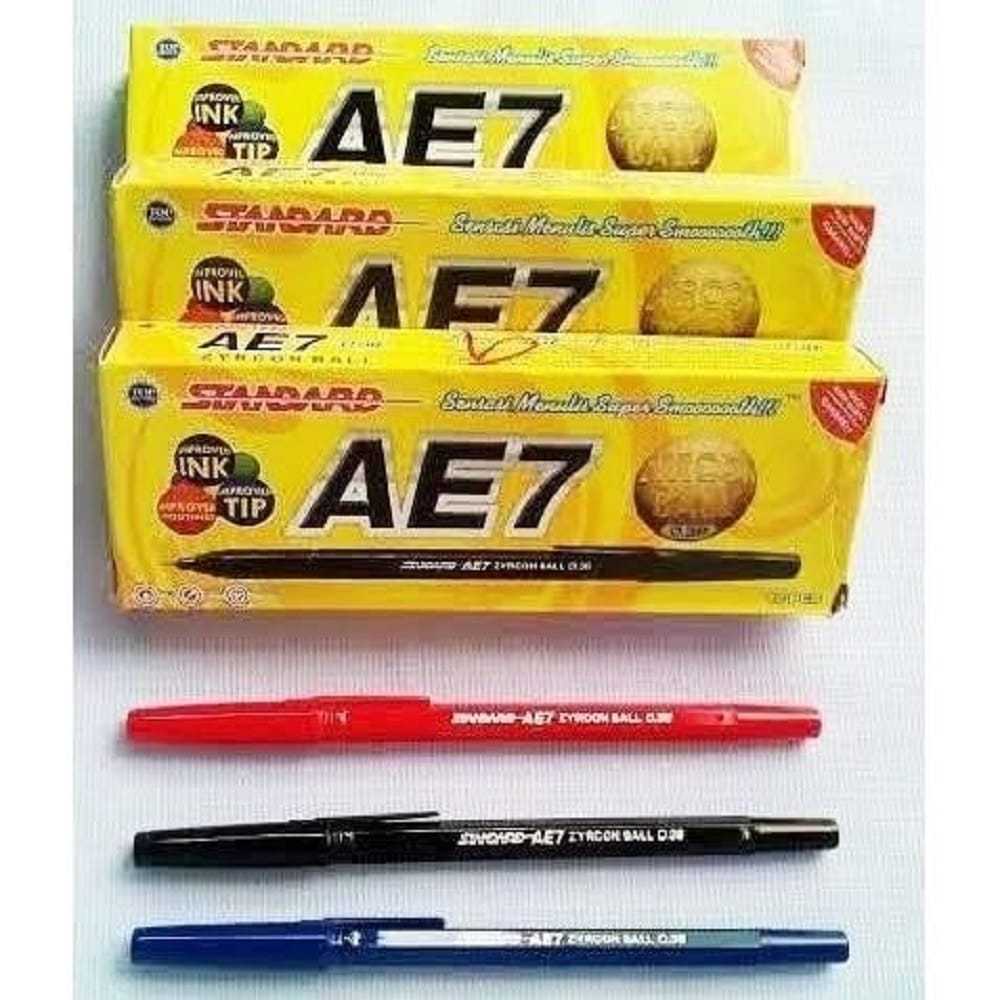 Jual Pulpen Standard AE7 Ori Bolpoin Hitam Merah Biru | Shopee Indonesia