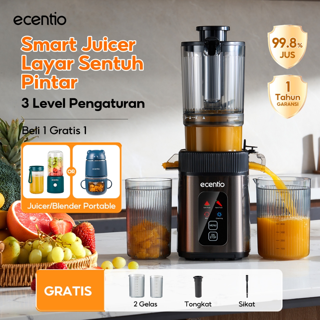 Jual ecentio Smart Touch Slow Juicer 1000ml Kapasita Extra Big Lubang ...