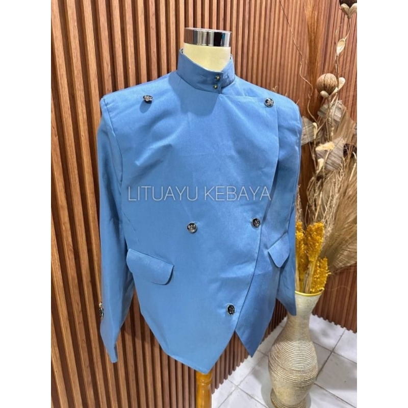 Jual [Premium] Beskap Solo Pres, Polos - Denim / Beskap Adat Jawa ...