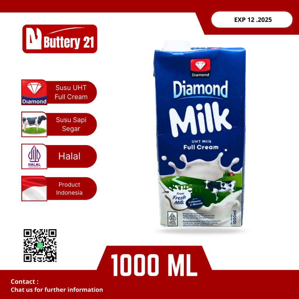 Jual SUSU UHT DIAMOND FULL CREAM 1 LITER/DIAMOND UHT FULL CREAM 1 LTR | Shopee Indonesia