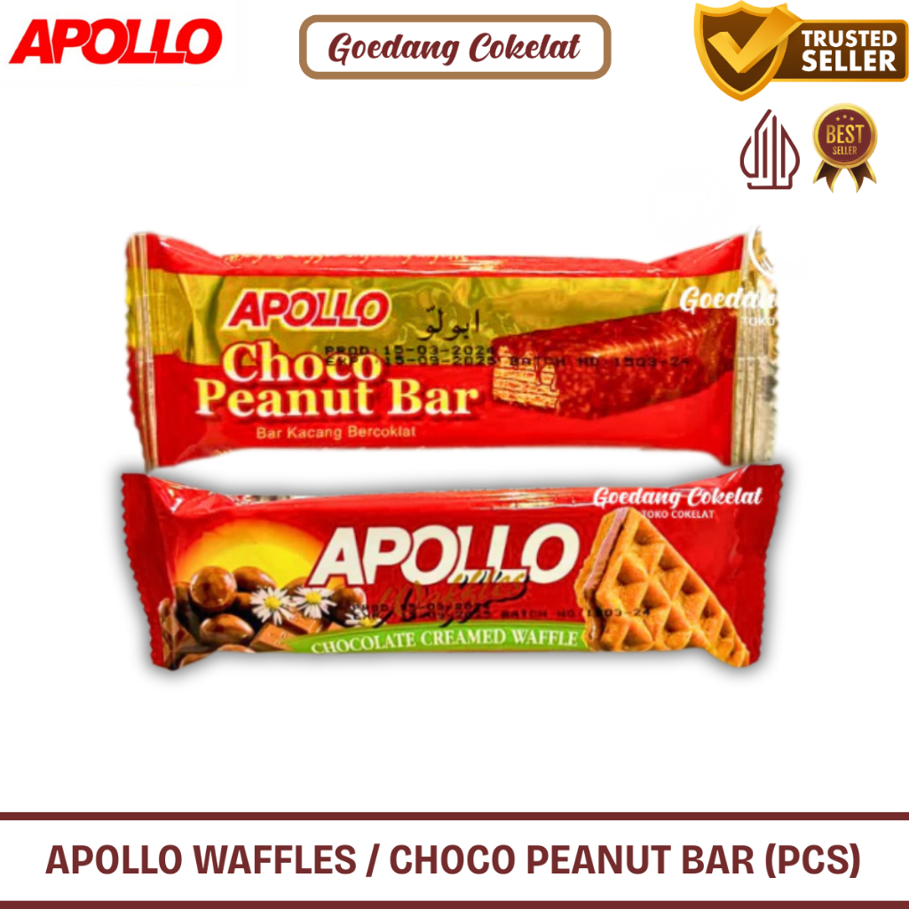 Jual APOLLO Chocolate Creamed Waffles Chocolate Peanut Bar Cokleat ...