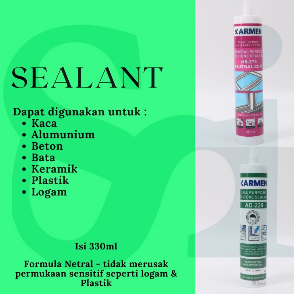 Jual Sealant Karmen Silen Silent Netral Lem Kaca Keramik Fiberglass Lem ...