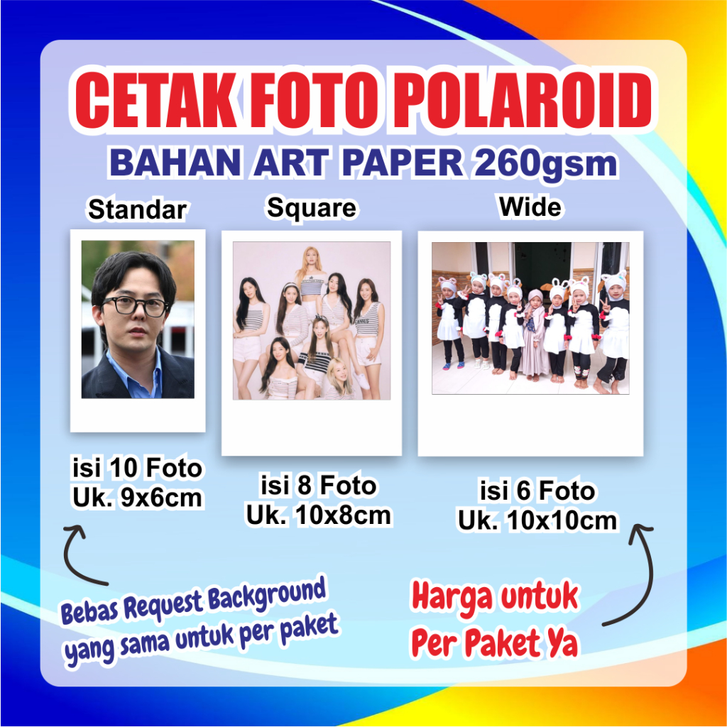 Jual Cetak Foto Polaroid Bahan Art Paper 260gsm bisa Laminasi Glossy ...