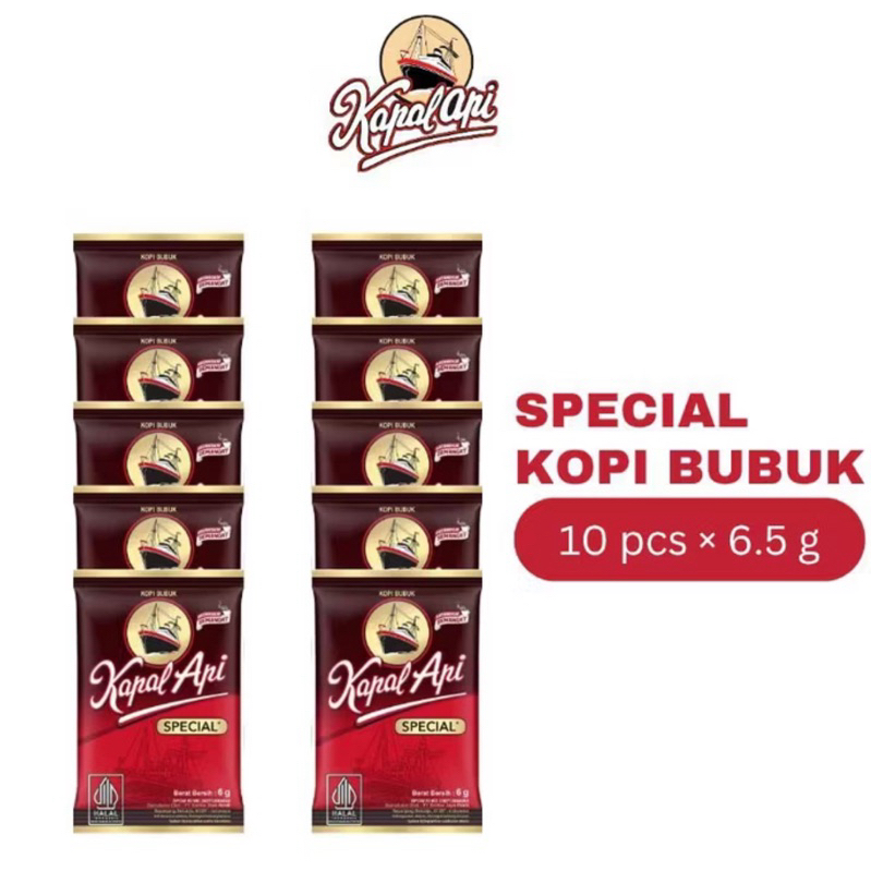 Jual Kopi Kapal Api Special Mini 6,5 gr 1 renceng isi 10 sachet Tanpa Gula | Shopee Indonesia