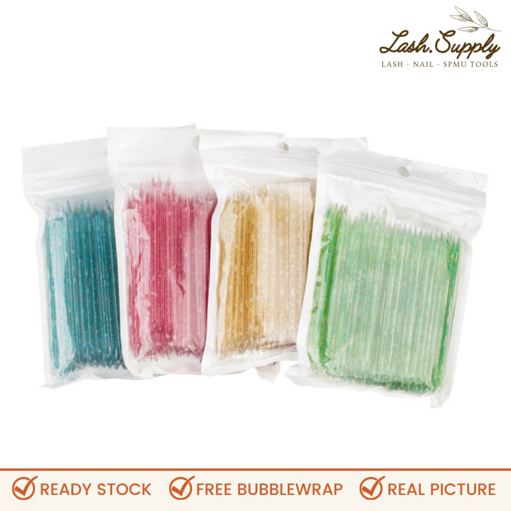 Jual 100pcs/bag STICK PUSHER GLITTER Nail Kuku Manicure Double Head Pen ...